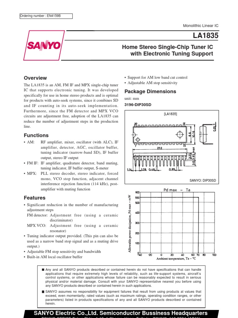 Home stereo single-chip tuner IC with electronic tuning | PDF ...