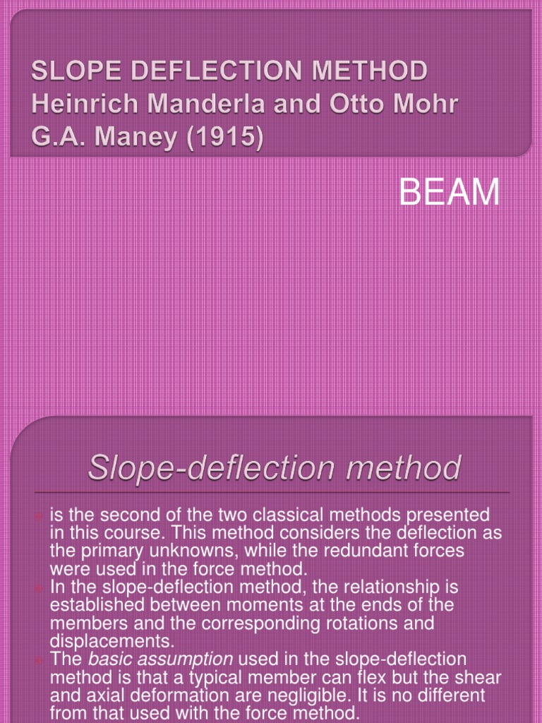 Slope Deflection Method Pdf Bending Beam Structure