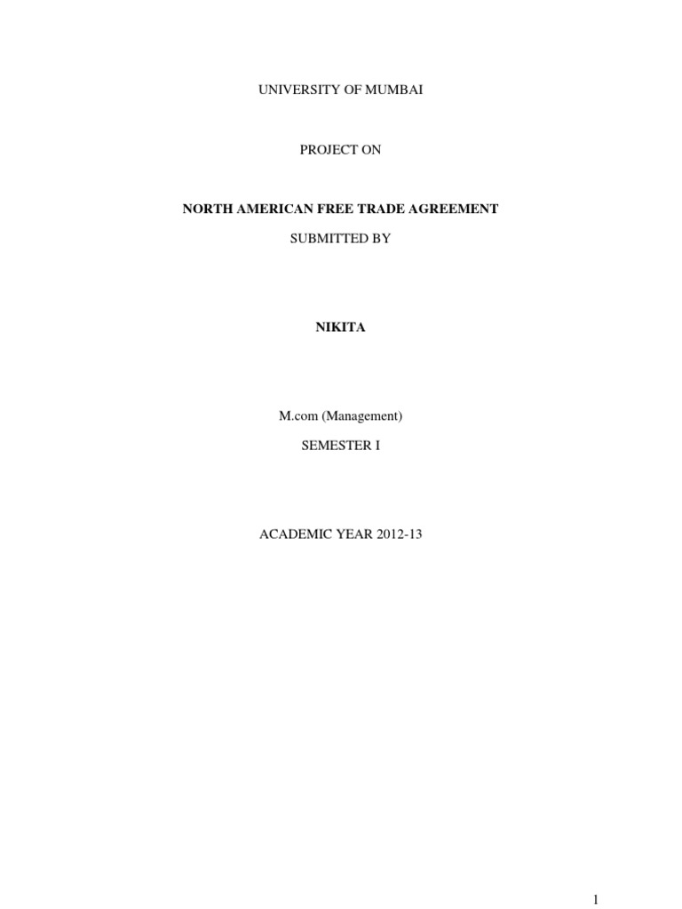 North American Free Trade Agreement (NAFTA) | PDF | North American Free ...