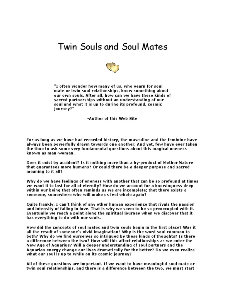 Twin Souls and Soulmates | PDF | Soul | Soulmate