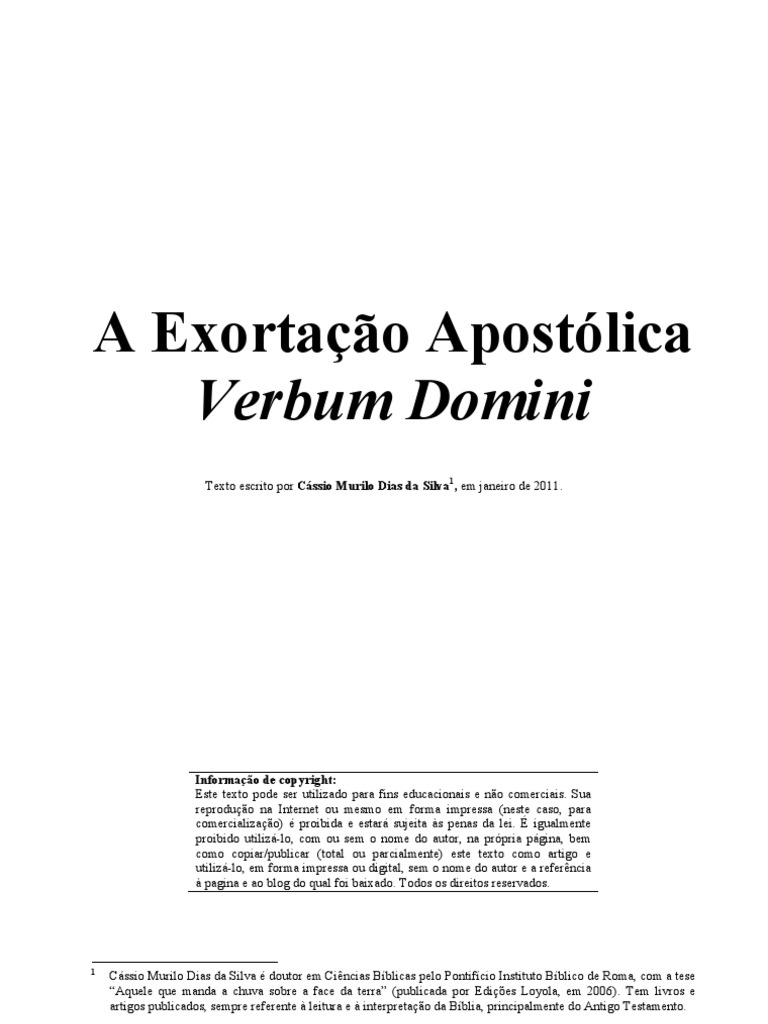 Verbum Domini | PDF | Bíblia | Santo