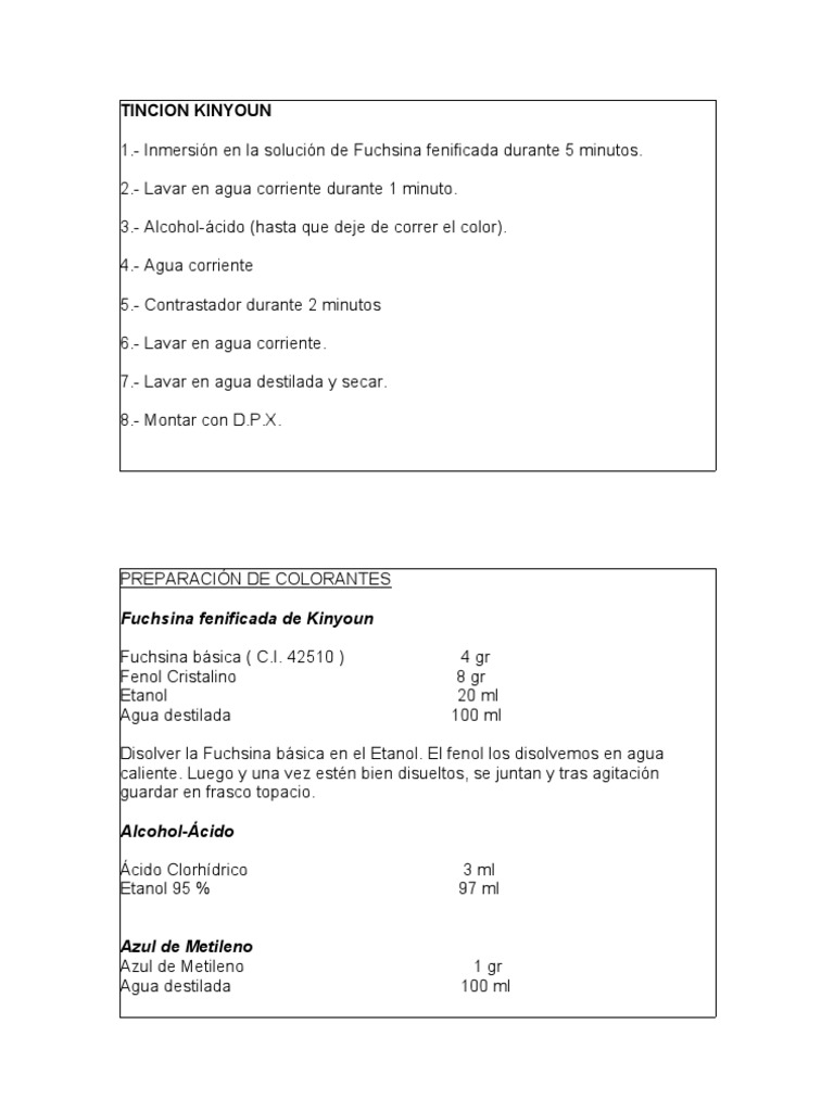 Tincion Kinyoun | PDF | Papel | Ácido clorhídrico