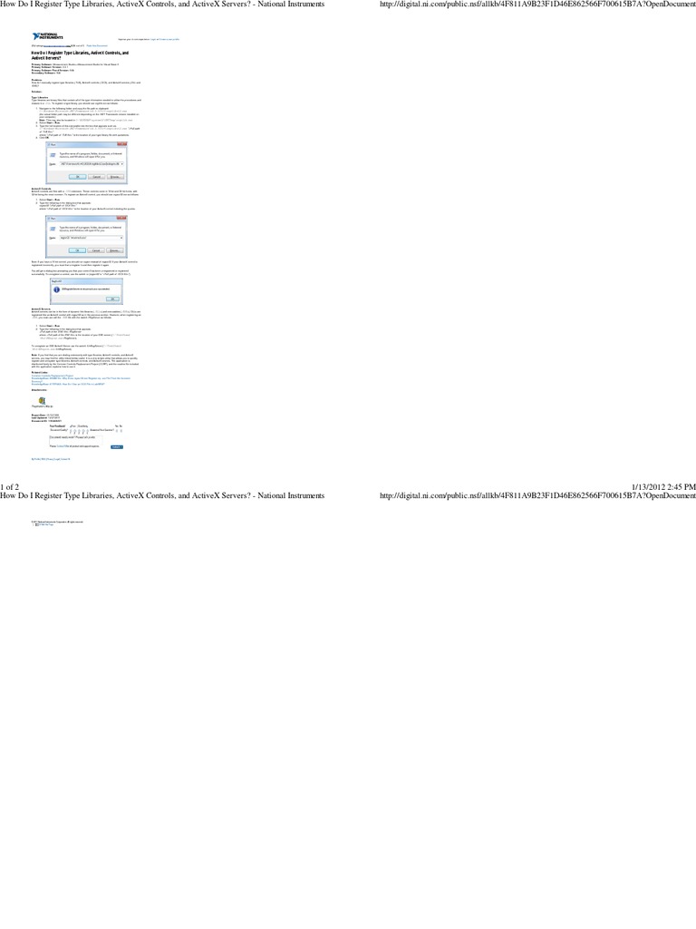 How Do I Register Type Libraries, ActiveX Controls, and ActiveX Servers - National Instruments ...