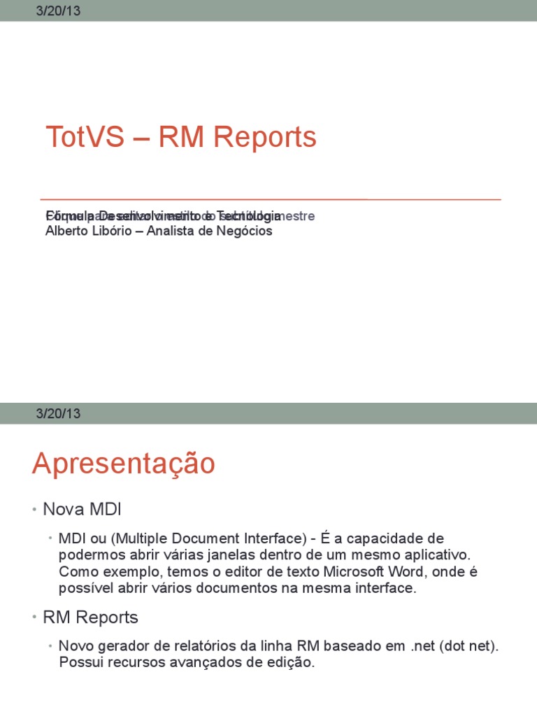 Treinamento RM Reports | PDF | Planilha | Dados