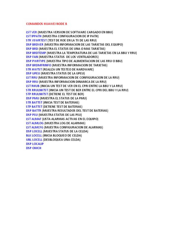 Comandos Huawei Node B | PDF