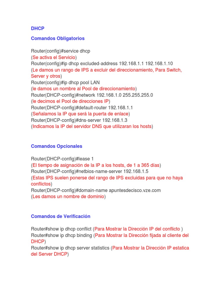 RESUMEN Comandos Cisco D | PDF | Dirección IP | Red de arquitectura