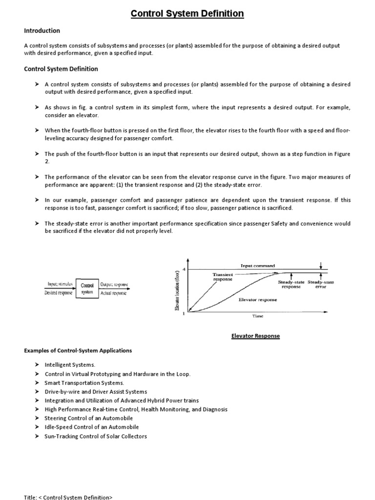 Introduction To Control System | PDF | Control Theory | Control System
