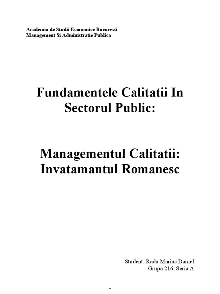 Fundamentele Calitatii | PDF