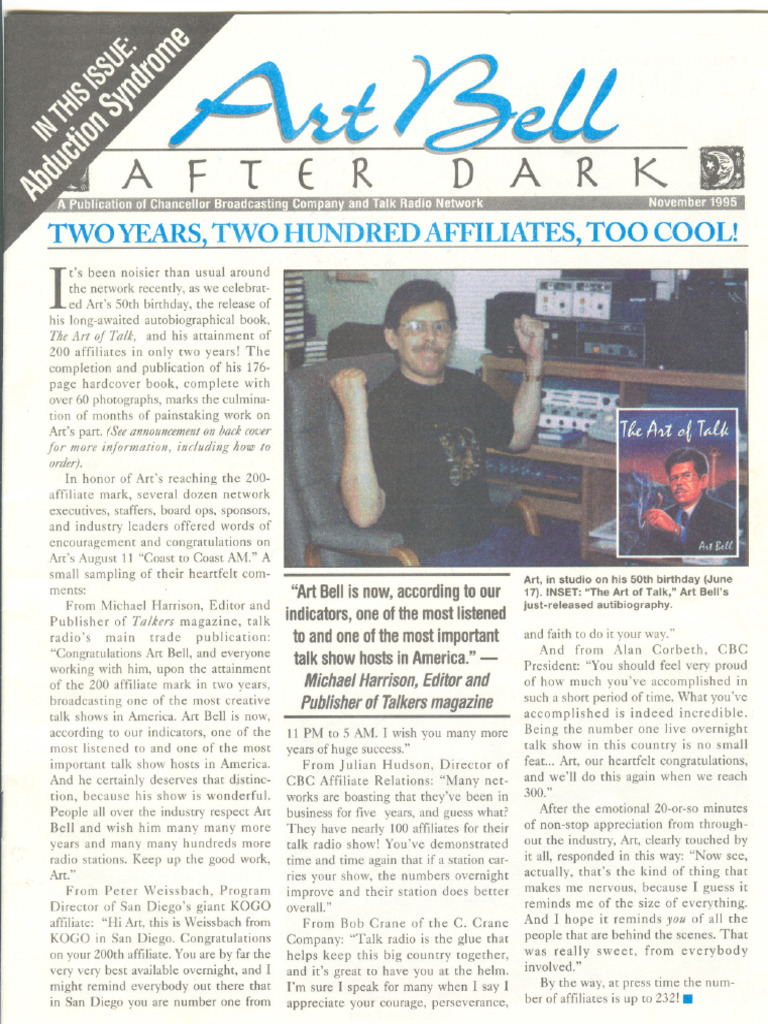 Art Bell After Dark Newsletter 1995-11 - November | PDF | Newt Gingrich ...