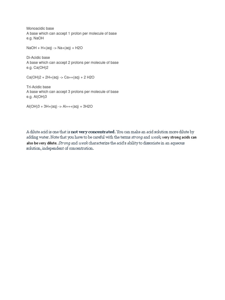 Monoacidic Base | PDF | Acid Dissociation Constant | Acid