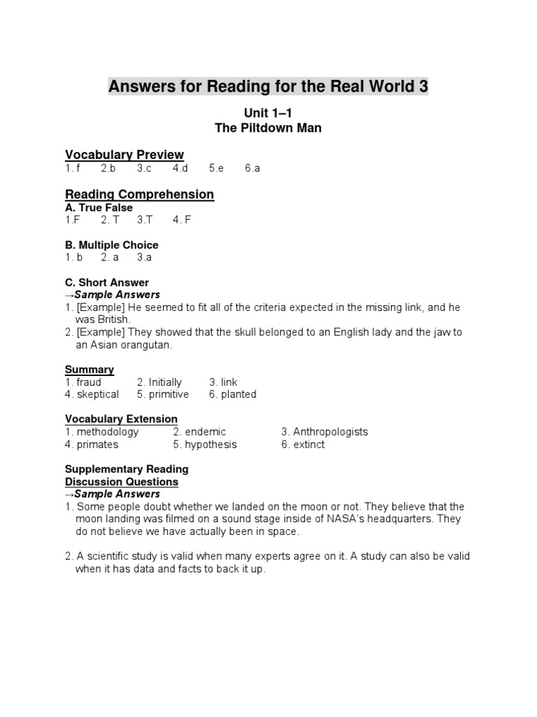 Answers for Reading for the Real World 3 | PDF | International Space ...