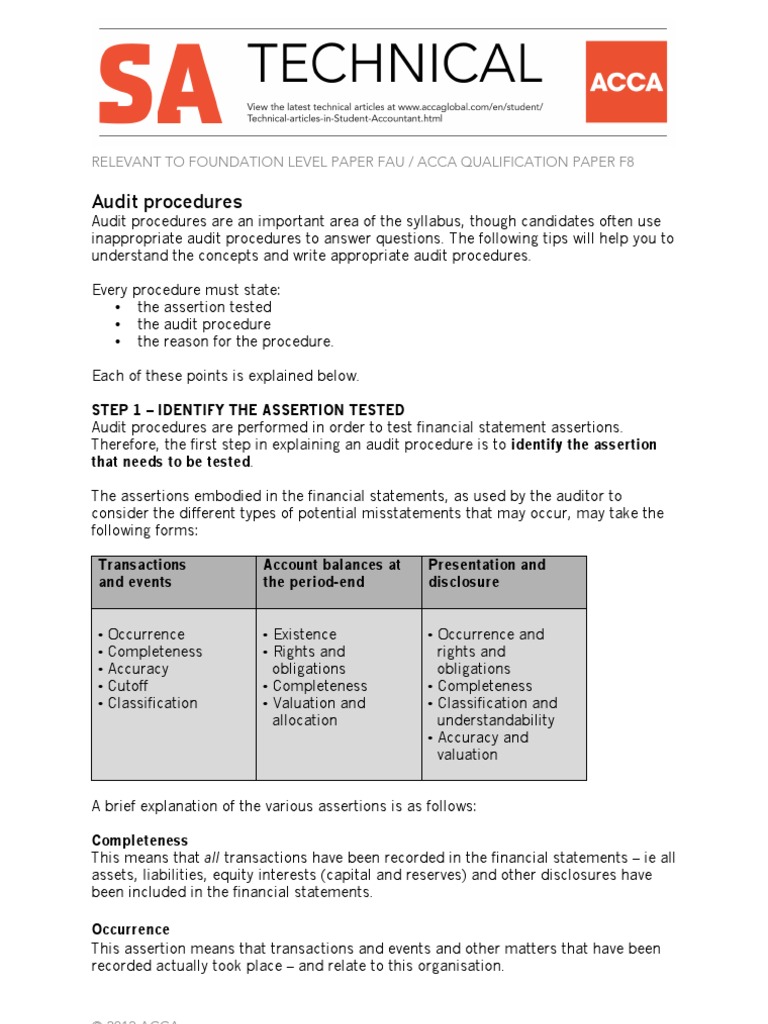 Audit Procedures | PDF | Financial Statement | Audit