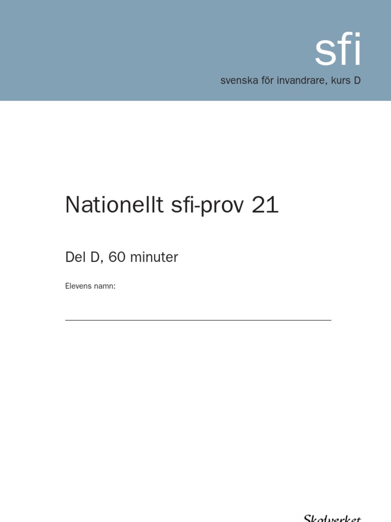 Nationellt Sfi-Prov 21 D | PDF