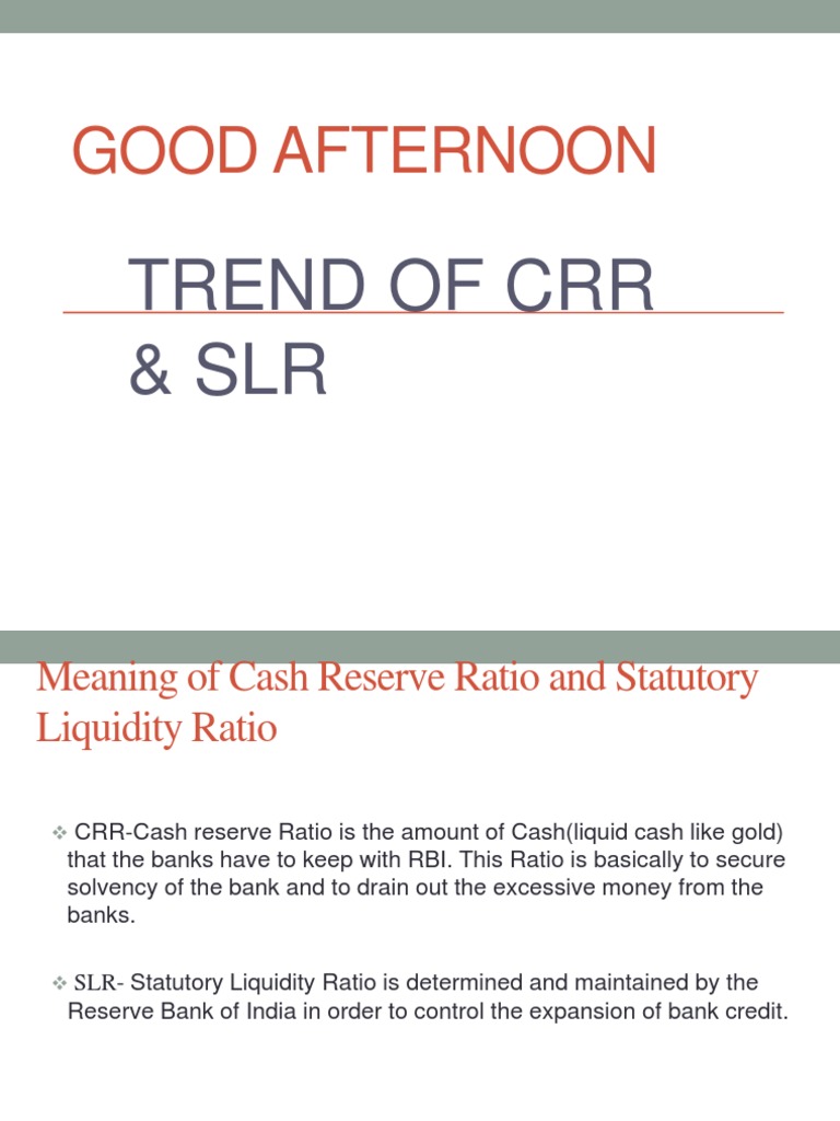 Meaning of Cash Reserve Ratio and Statutory Liquidity.... | PDF ...