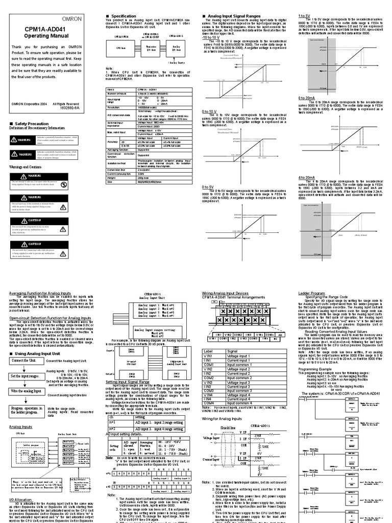 CPM1A-AD041 Datasheet English | PDF | Power Supply | Input/Output