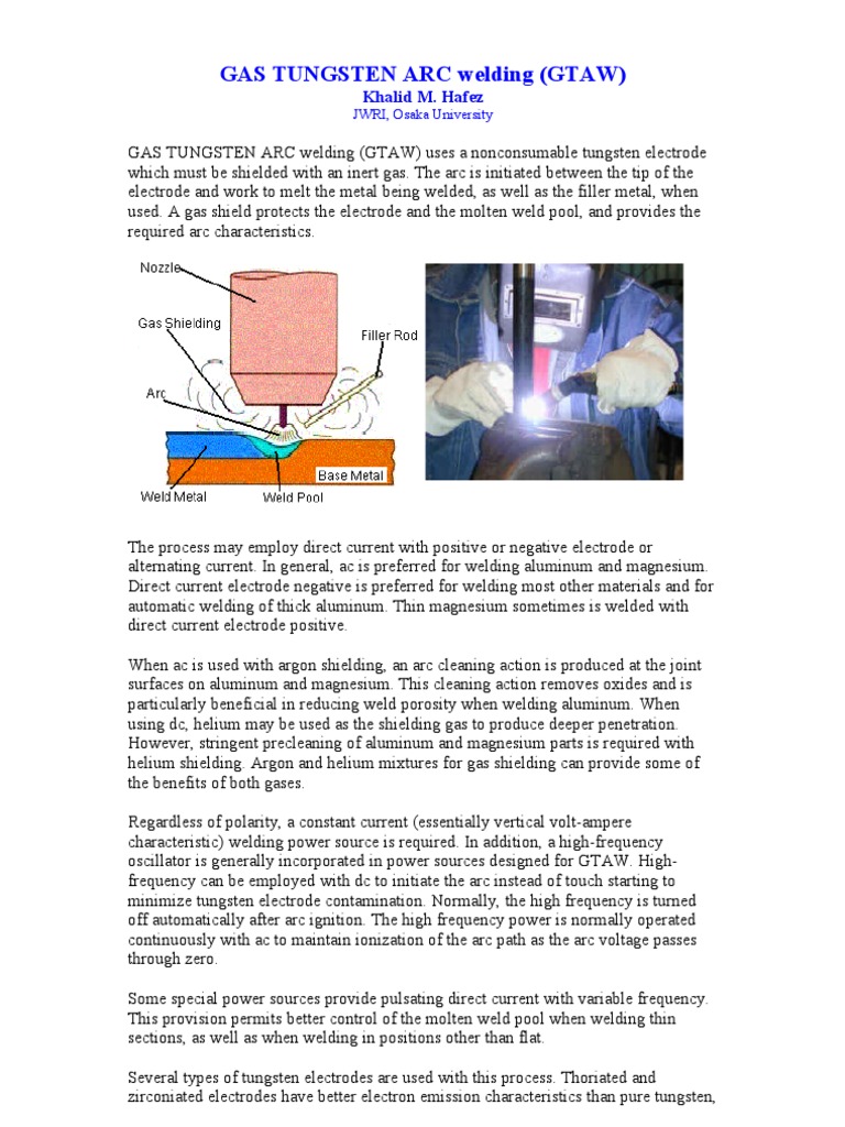Gas Tungsten Arc Welding (Gtaw) : Khalid M. Hafez | PDF | Science ...