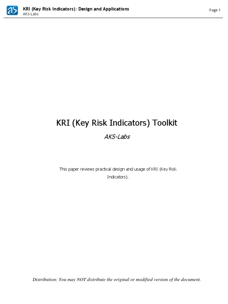 KRI (Key Risk Indicators) Toolkit | PDF | Performance Indicator ...