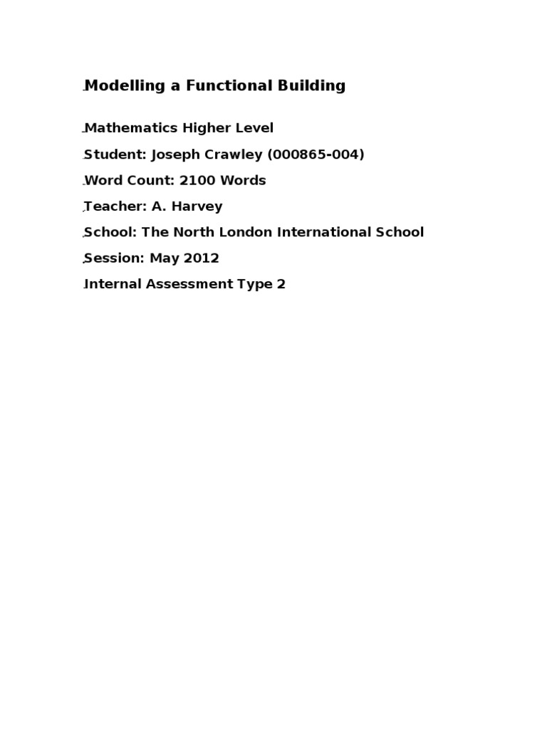 Maths Internal Assessment Type 2 Modeling A Functional Building ...
