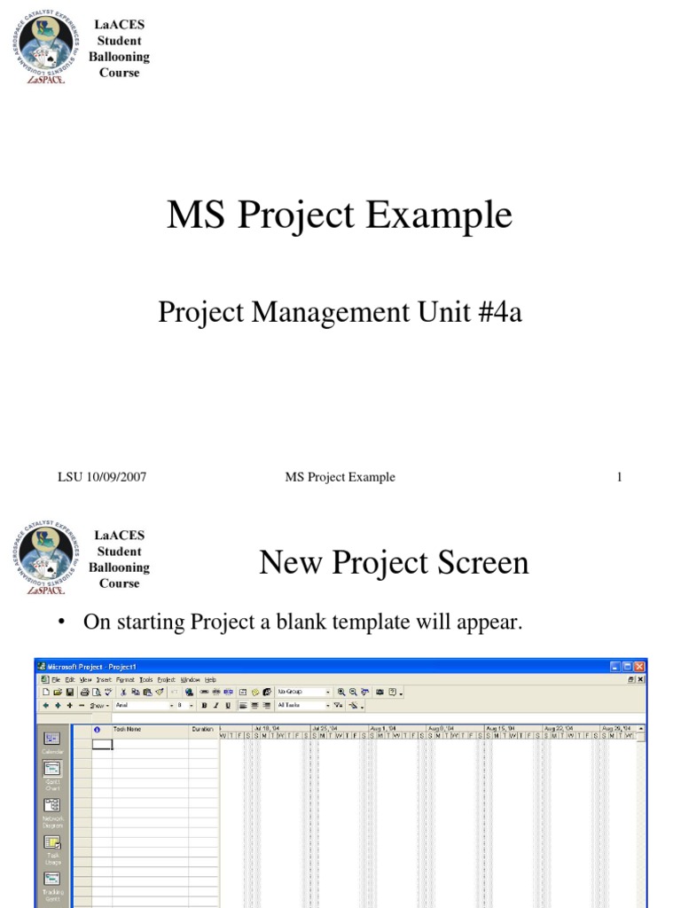 MS Project Example: Project Management Unit #4a | PDF | Areas Of ...