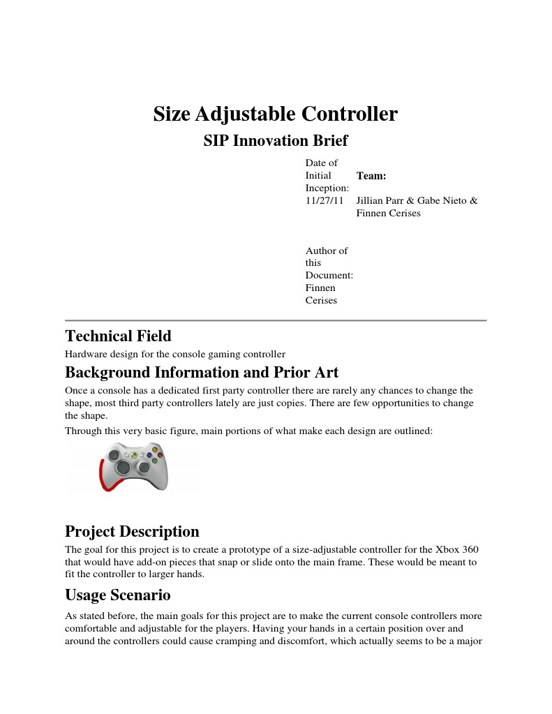 Size-Adjustable Xbox 360 Controller | PDF | Prototype | 3 D Computer ...