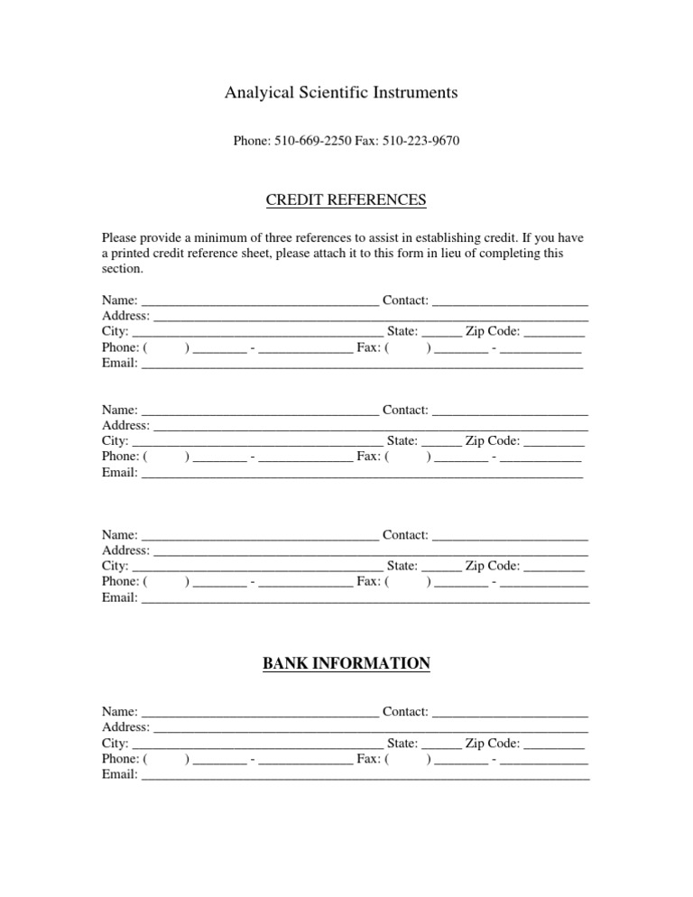 Credit Reference Form | PDF
