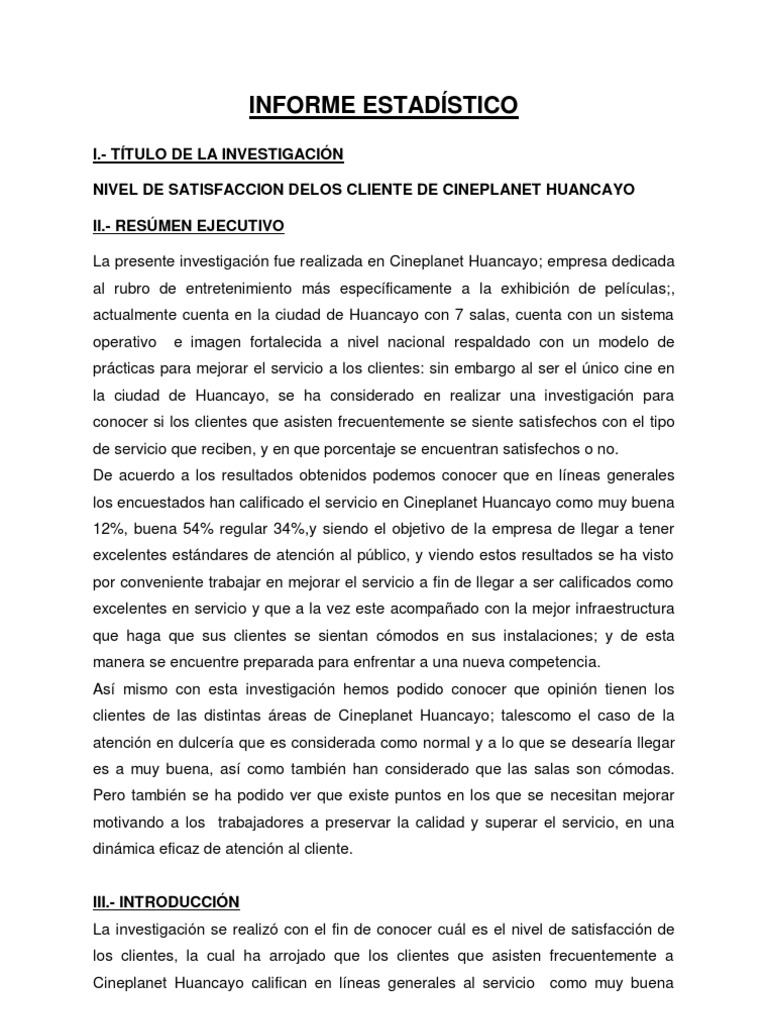 Informe Estadístico PDF | PDF | Calidad (comercial) | Marketing