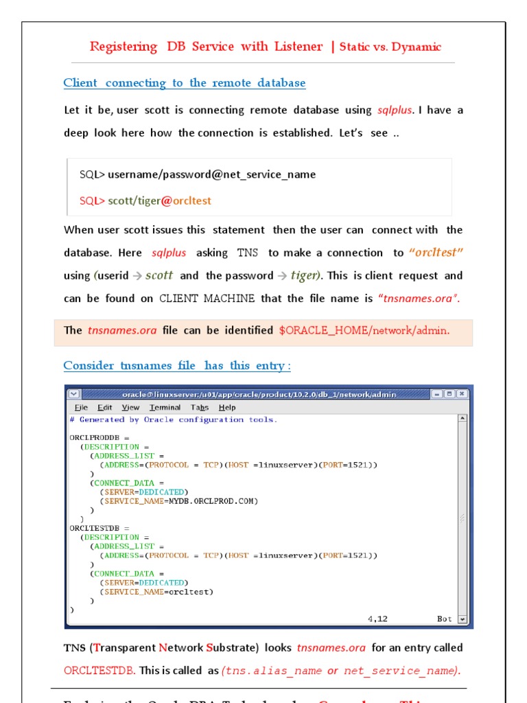 Registering Database Service With Listener | PDF | Operating System ...