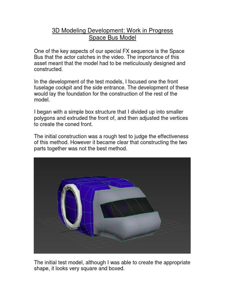 3D Modeling Development: Space Bus | PDF | Texture Mapping | 3 D Modeling