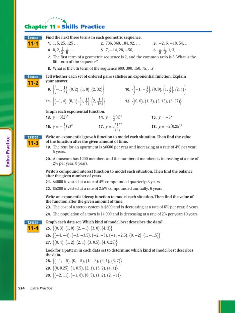 Alg1 ch11 Extrapractice | PDF | Interest | Applied Mathematics