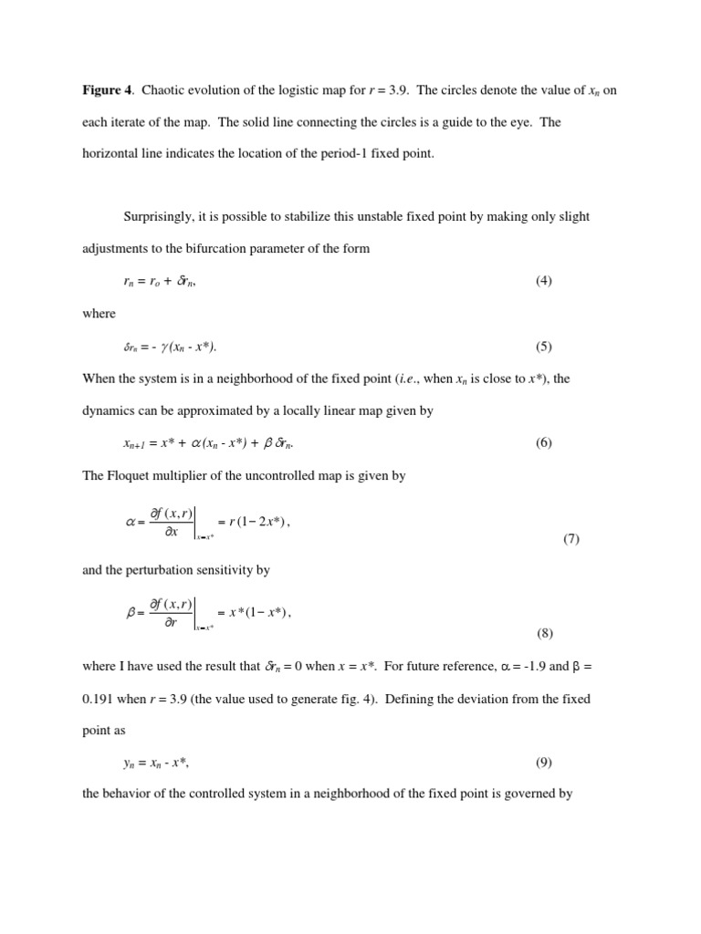Figure 4. Chaotic Evolution of The Logistic Map For R 3.9. The Circles ...