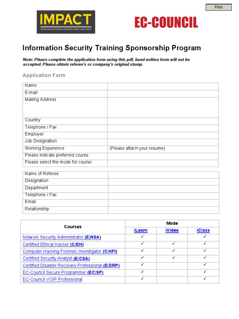 Information Security Training Application Form | PDF | Computer ...