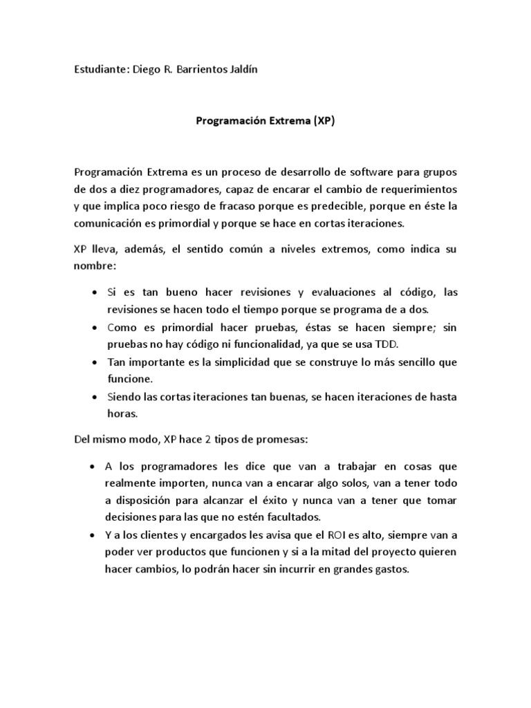 Programación Extrema (XP) | PDF | Software | Ingeniería de software