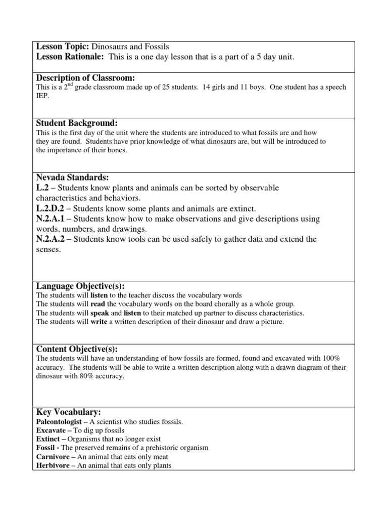 Fossil Lesson Plan 2 | PDF