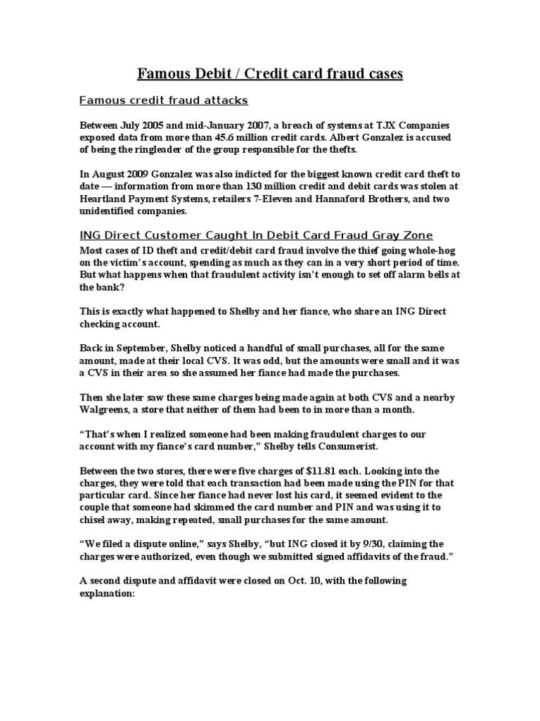 Famous Debit and Credit Fraud Cases | PDF | Debit Card | Fraud