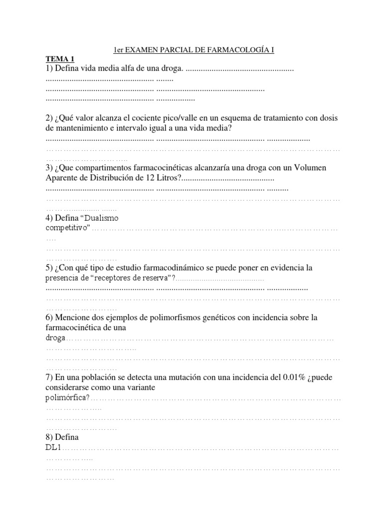Modelos de Parciales de Farmaco | PDF | Receptor Antagonista | Farmacología