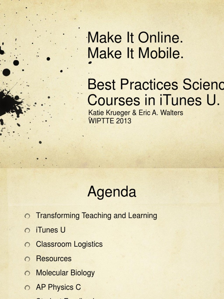 Make It Mobile. Make It Online. Best Practices Science Courses On ...