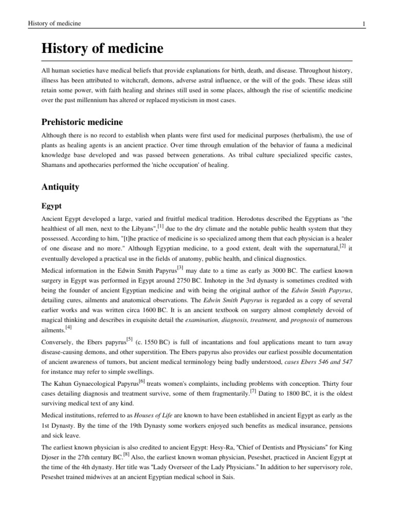 A Comprehensive Overview of the History of Medicine from Prehistoric to ...