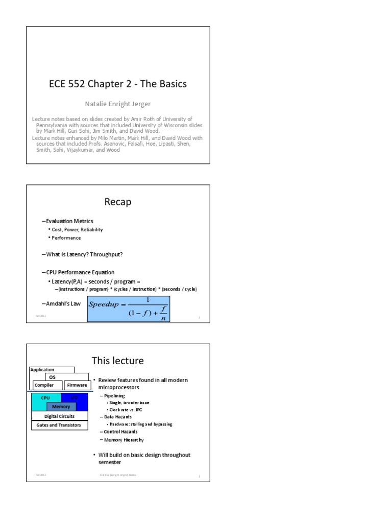 ECE 552 Chapter 2 - The Basics: Natalie Enright Jerger | PDF | Central ...