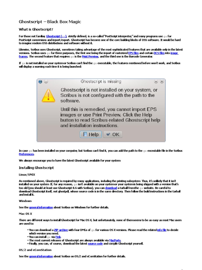 Ghostscript Setup for Scribus Users | PDF | Os X | Mac Os