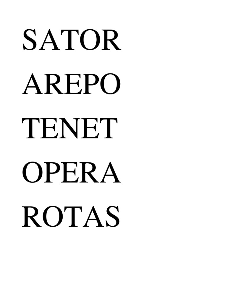 Sator Arepo Tenet Opera Rotas | PDF