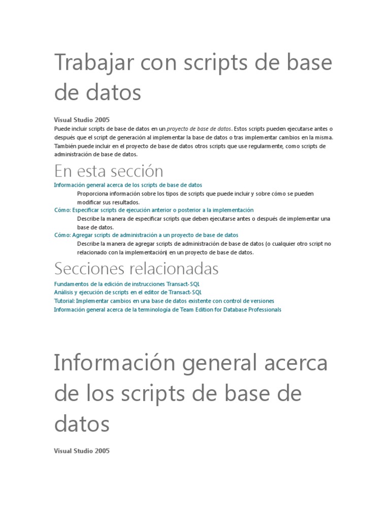 Trabajar Con Scripts de Base de Datos | PDF | SQL | Tabla (base de datos)