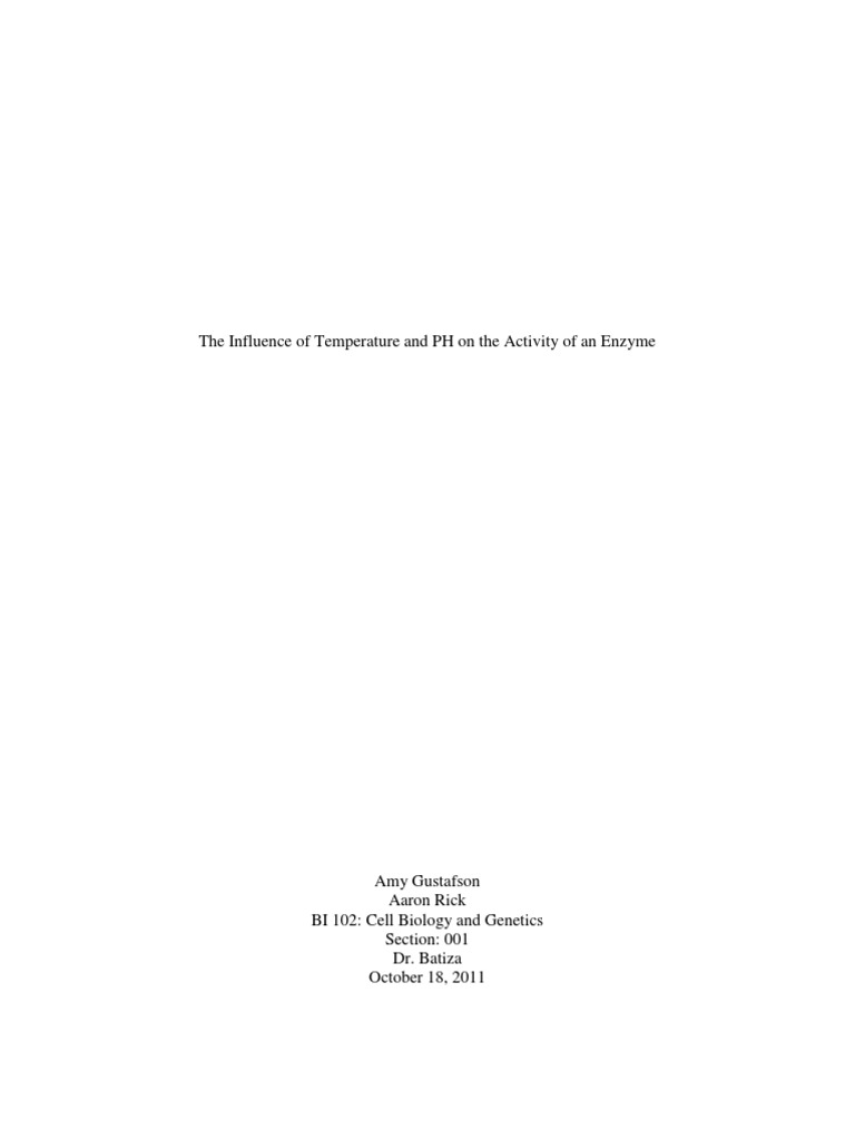 Enzyme Activity Lab Report | PDF | Enzyme | Hydrogen Peroxide