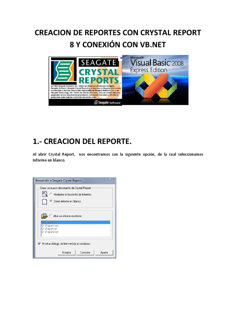 Creacion de Reportes Con Crystal Report 8 y Conexión Con VB | PDF ...