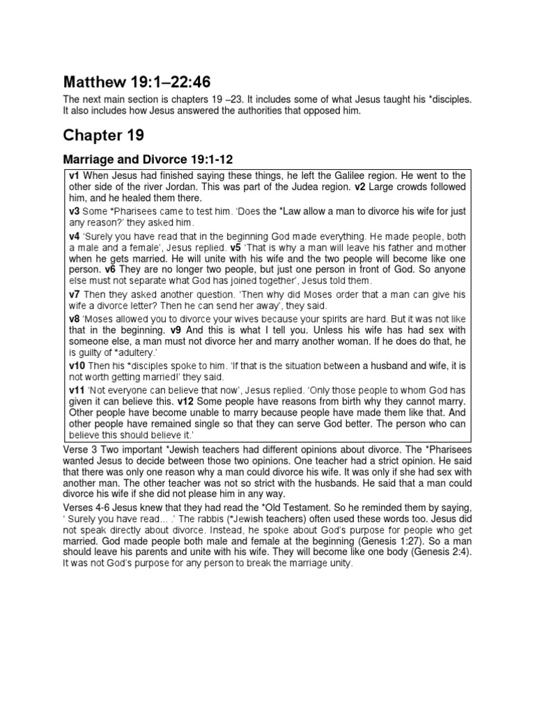 Matthew Chapter 19 | PDF | Gospel Of Matthew | Disciple (Christianity)