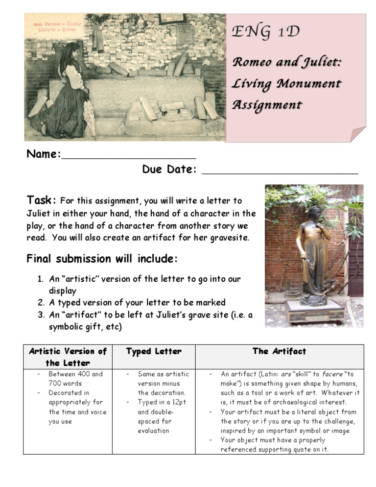 Dedato - Juliet Living Monument Assignment | PDF