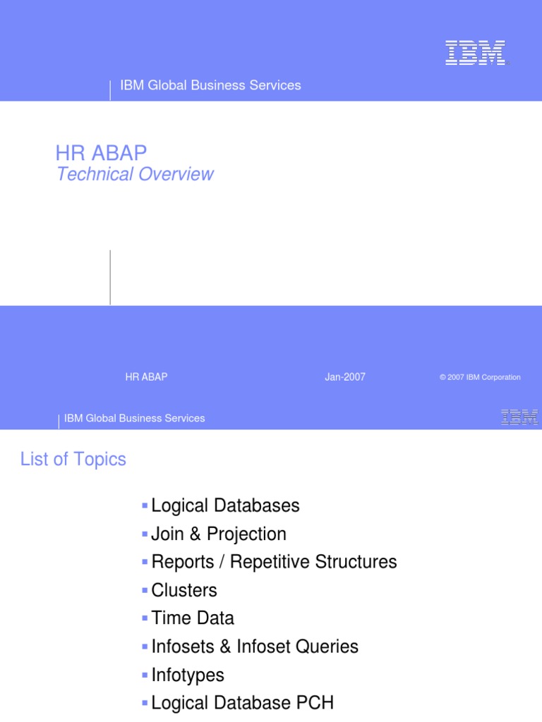 SAP ABAP HR Technical Overview | PDF | Databases | Computer Programming