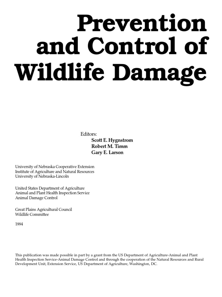 Prevention and Control of Wildlife Damage: Editors | PDF | Organisms ...