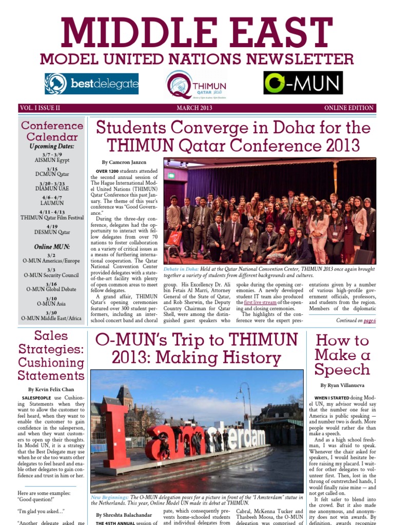 Middle East MUN Newsletter - 2013 03 March | PDF | United Nations ...