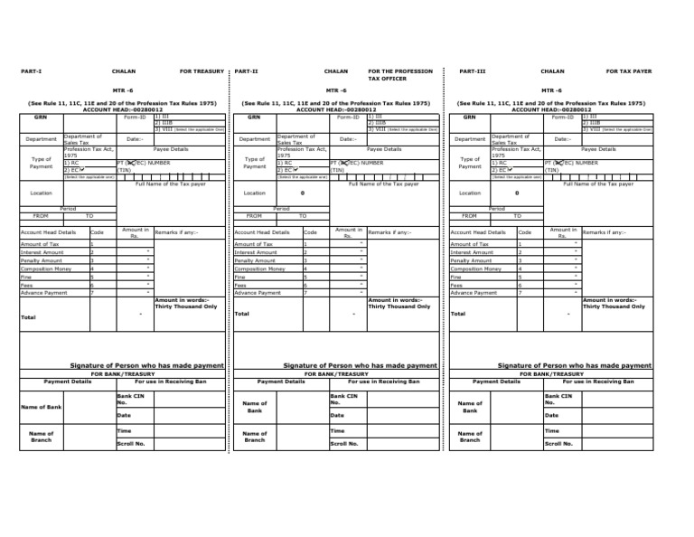 PT Challan MTR 6 | PDF