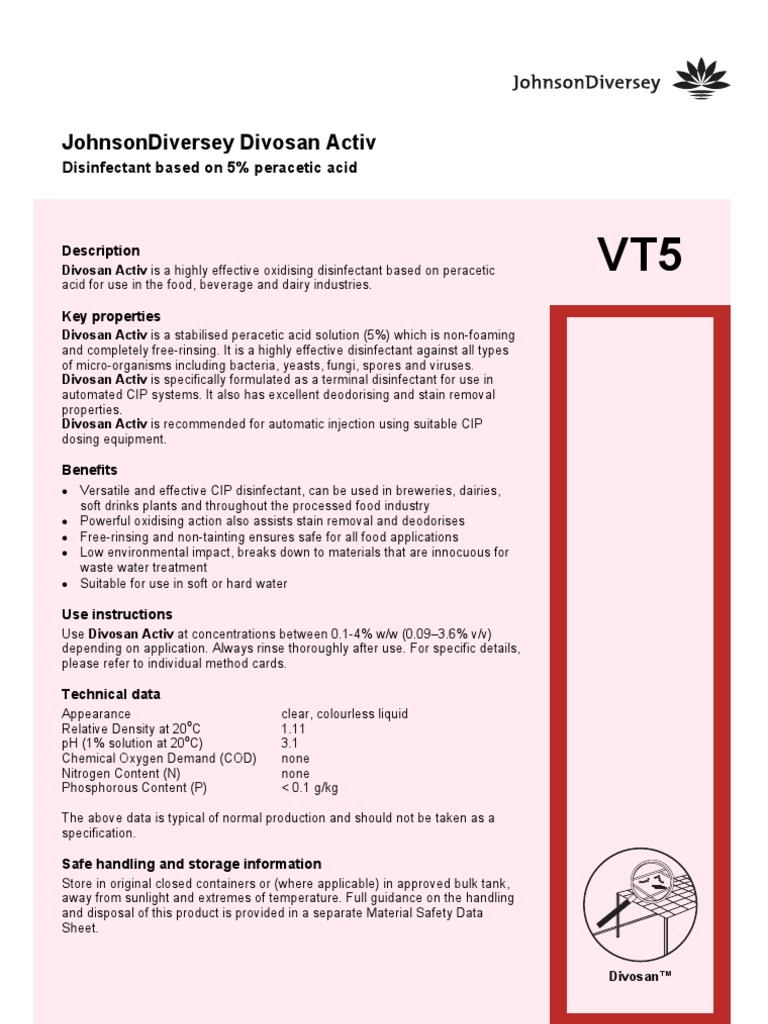 Divosan Activ PIS | PDF | Disinfectant | Water Purification